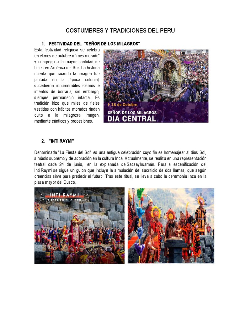 Tradiciones y Costumbres de Perú en Octubre | PDF | Arte
