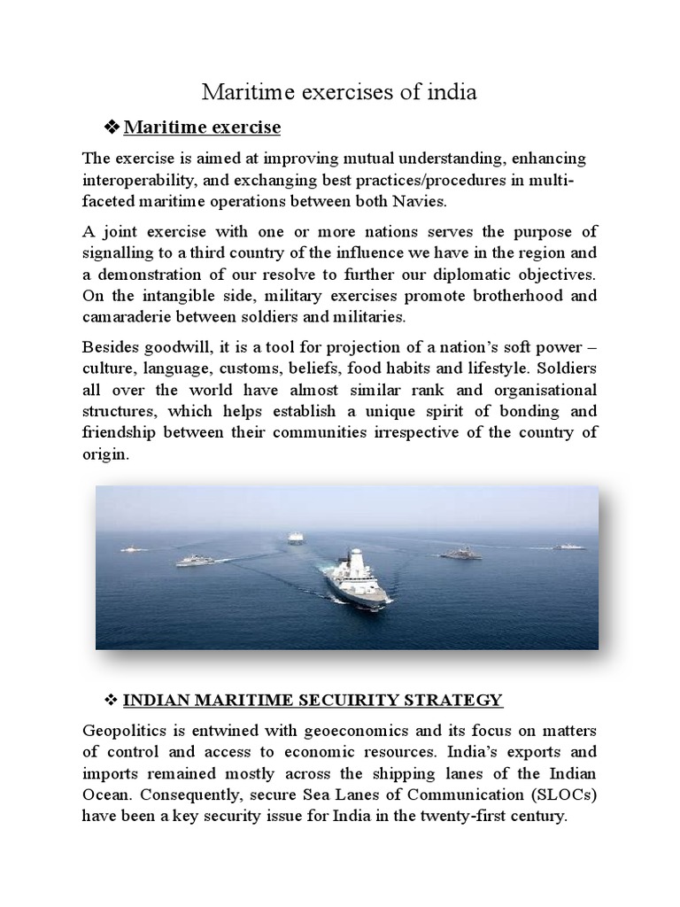 India's Maritime Exercises Overview | PDF | Naval Warfare | Navies