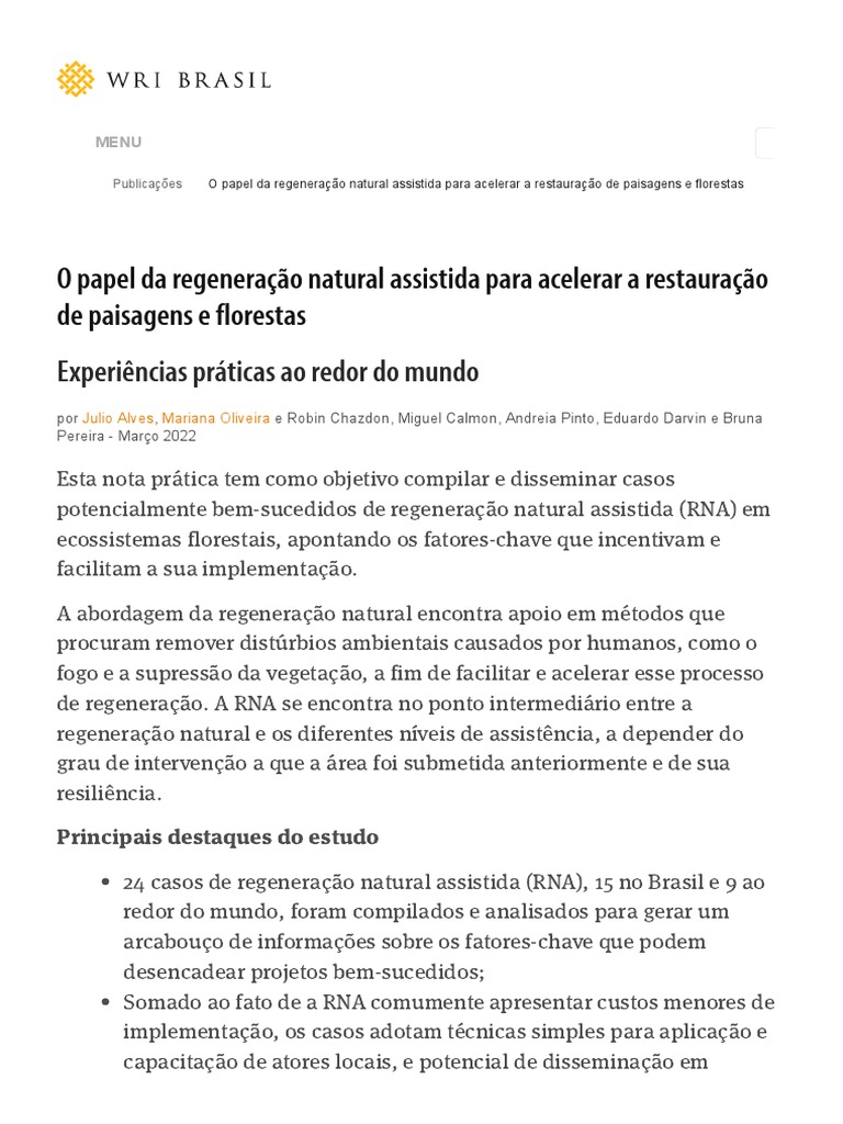 Regeneração Natural Assistida em Florestas | PDF | Regeneração ...