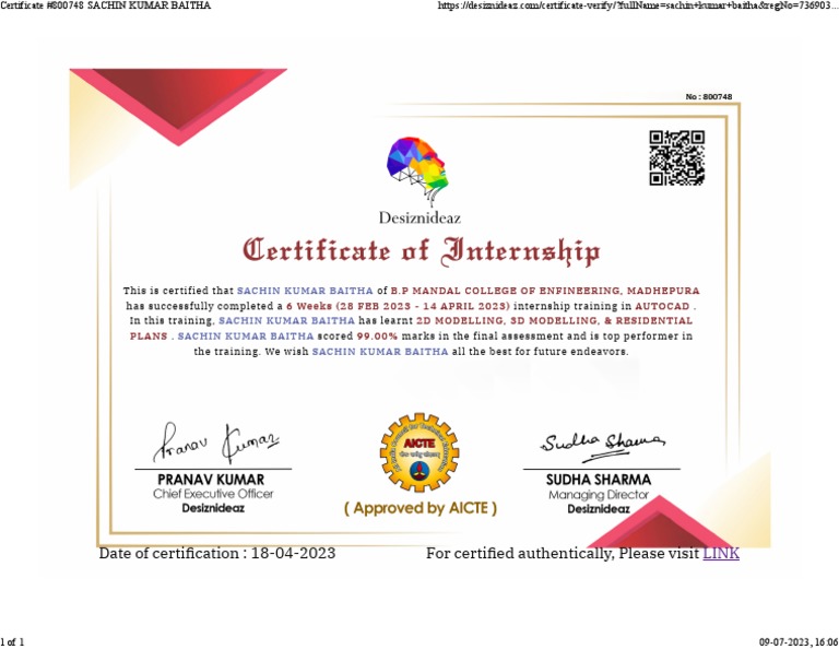 Autocad Certificate | PDF