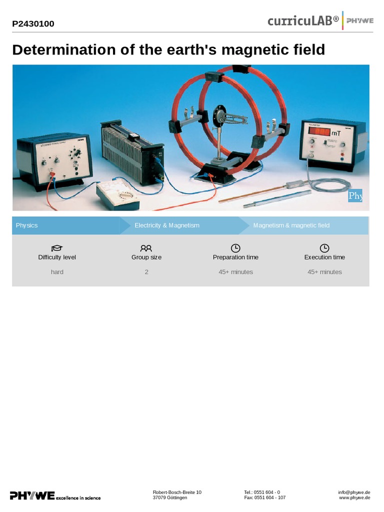 Determination of The Earths Magnetic Field | PDF | Magnetometer | Earth's Magnetic Field