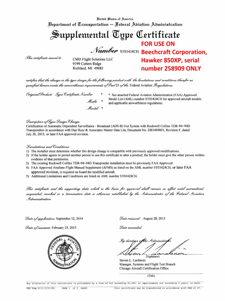 STC ST03424CH Certificate | PDF