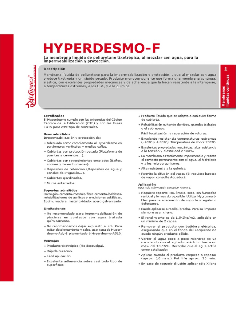 Hyperdesmo F | PDF | Agua | Hormigón