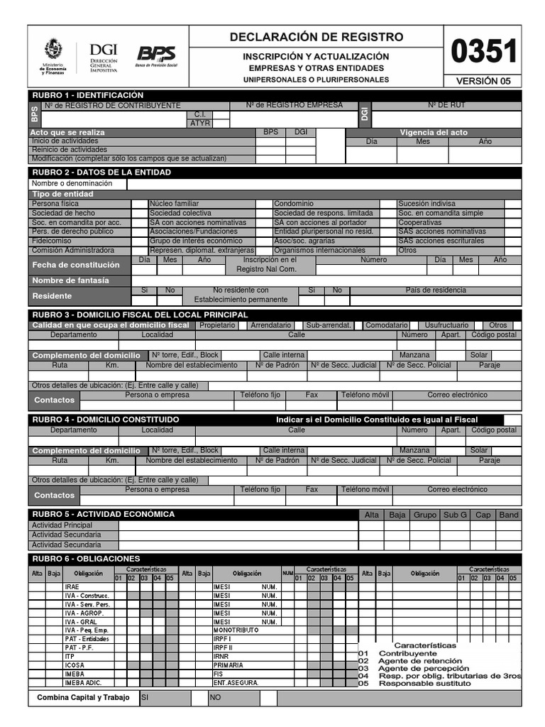 Formulario 351 | PDF | Industrias de servicio