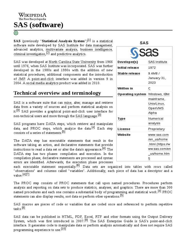 Sas Software Pdf Sas Software Information Technology