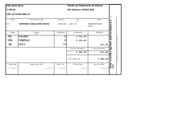 Modelo Contra Cheque | PDF | Relações de trabalho | Trabalho
