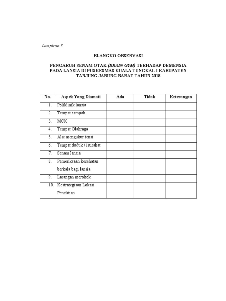 LAMPIRAN 3 Blangko Observasi | PDF