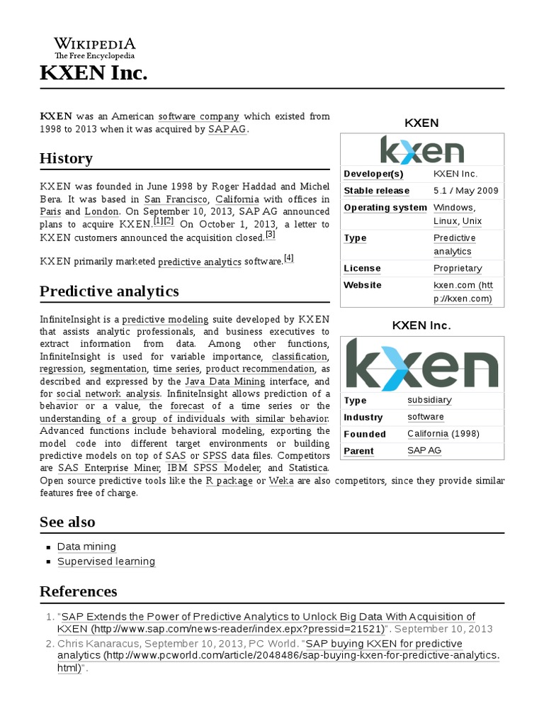 KXEN Inc. | PDF | Computer Engineering | Information Technology