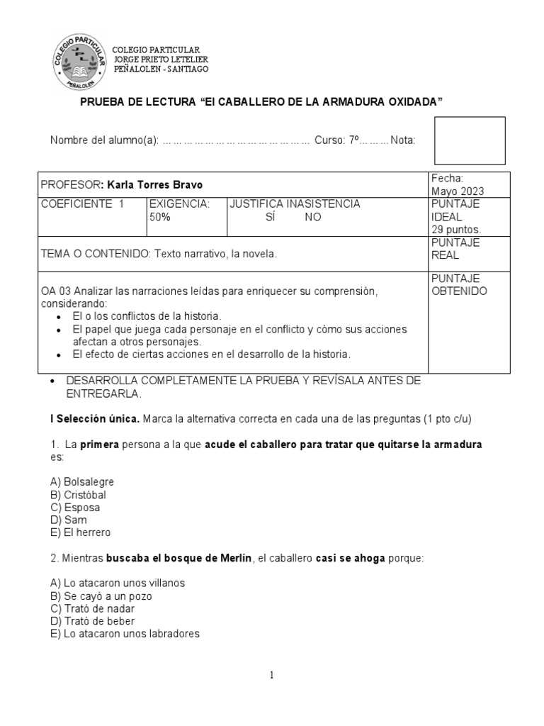 Prueba 7mo Libro N 1 | PDF