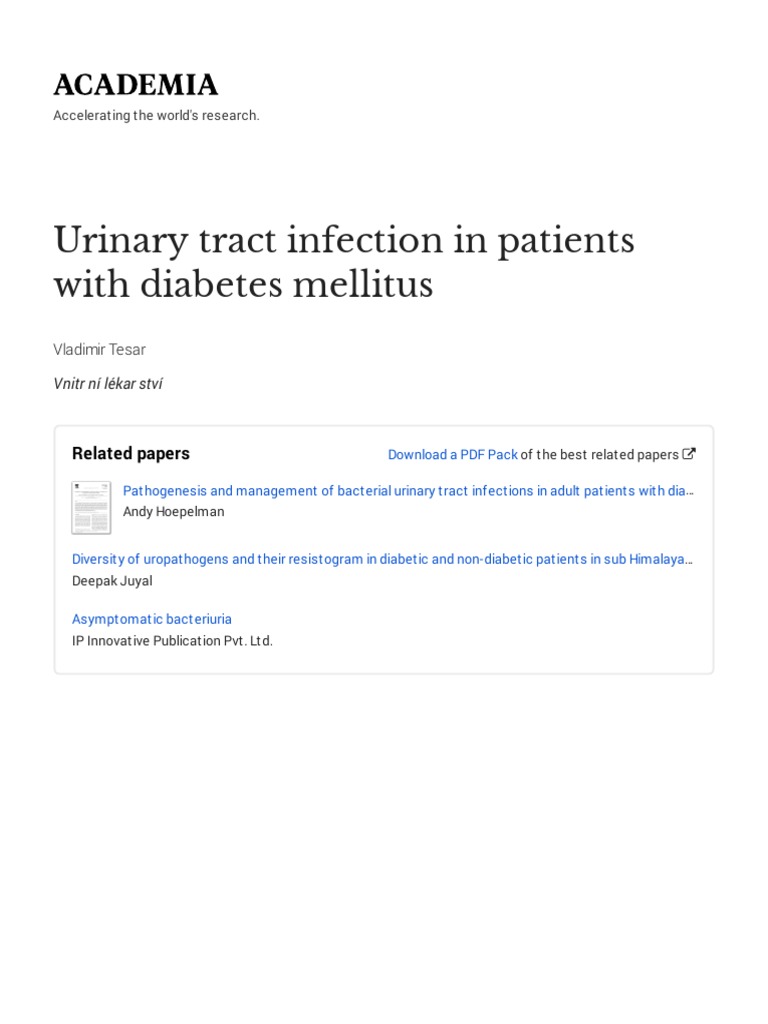 Urinary Tract Infection in Patients With Diabetes Mellitus | PDF ...