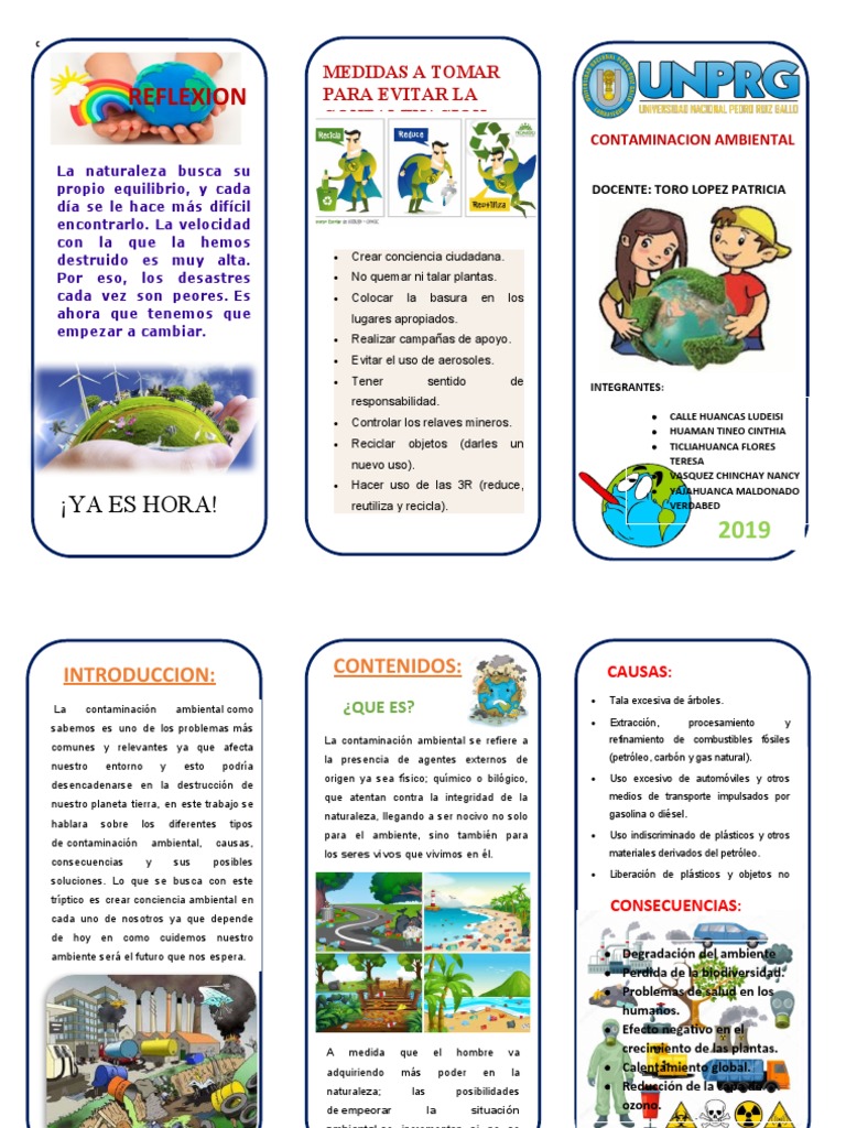 Triptico de Contaminacion Ambiental | PDF | Contaminación | Entorno natural Triptico de Contaminacion Ambiental | PDF | Contaminación | Entorno natural