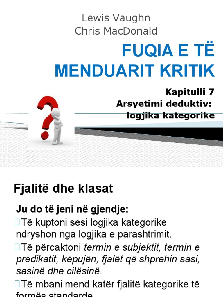 Kapitulli 7 ARSYETIMI DEDUKTIV-LOGJIKA KATEGORIKE | PDF