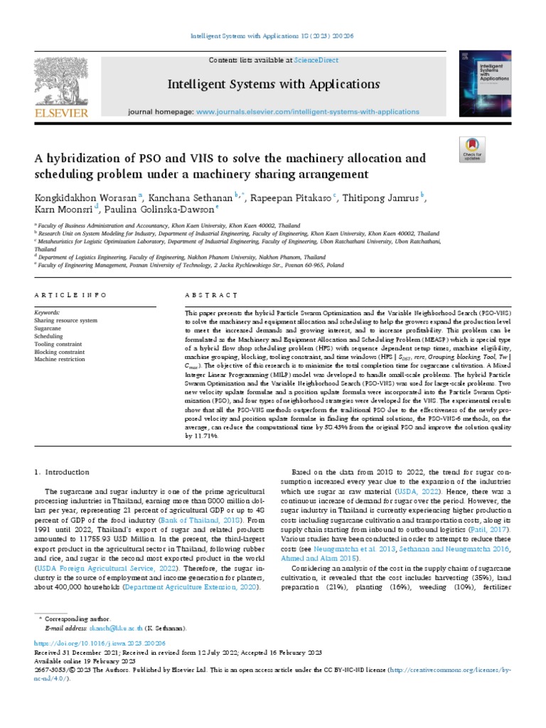 A Hybridization of PSO and VNS To Solve The Machinery A - 2023 ...