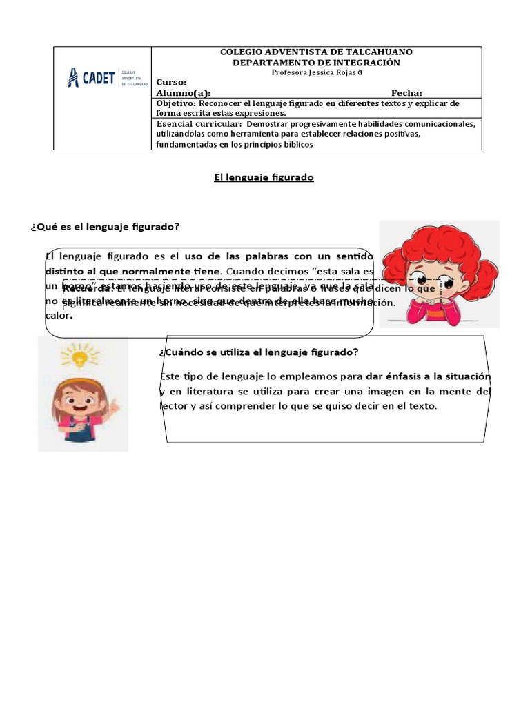 Guía Escolar: Lenguaje Figurado | PDF