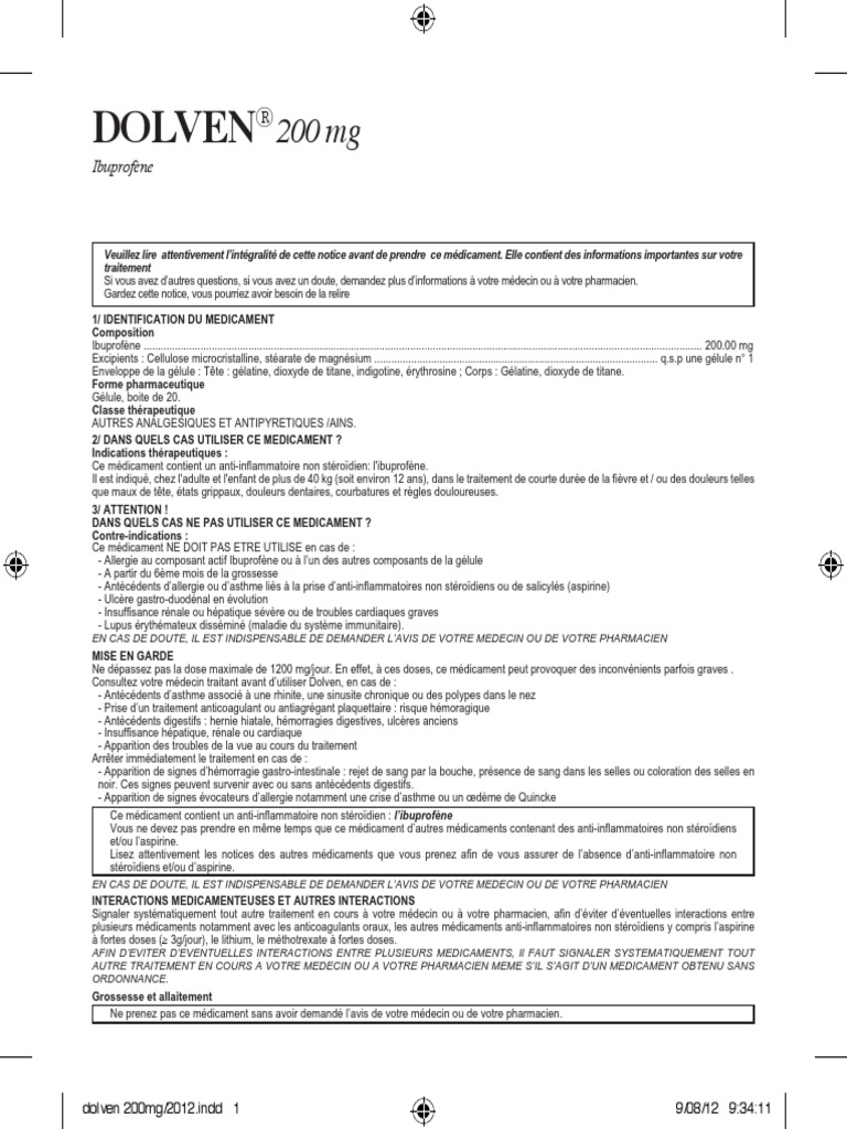 Dolvenâ 2 | PDF | Aspirine | Anti-inflammatoire non stéroïdien