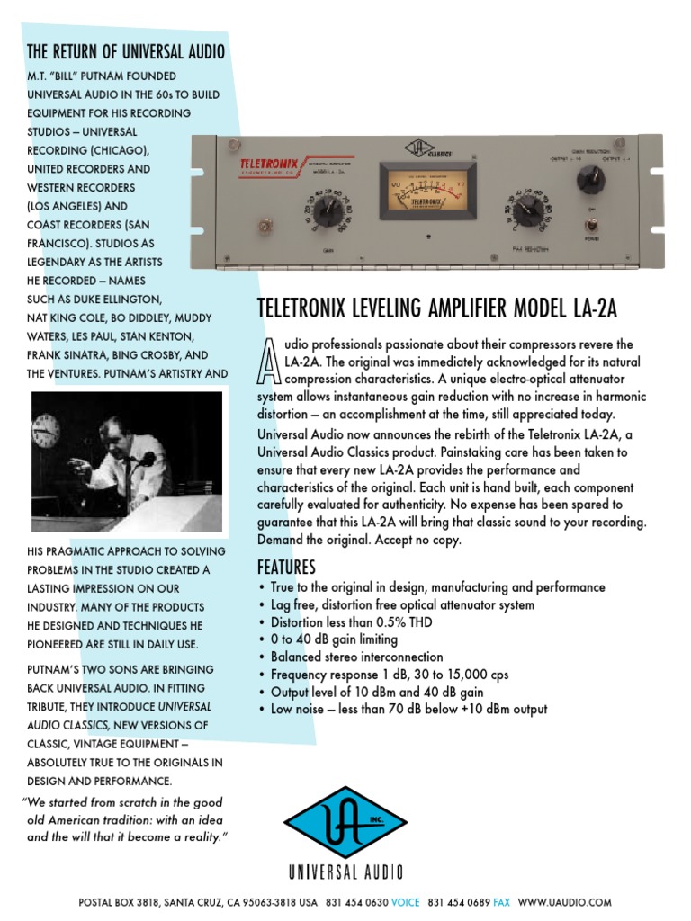 Universal Audio LA-2A Compressor Review | PDF | Distortion | Sound ...