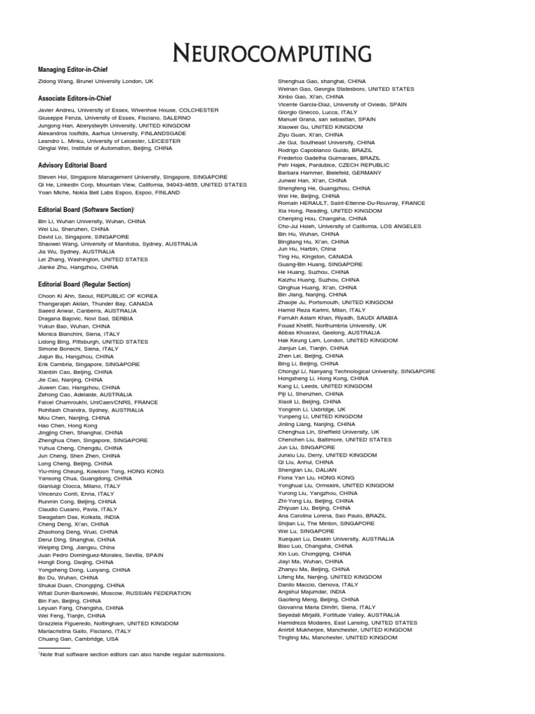 Editorial-Board 2023 Neurocomputing | PDF | China | World Politics