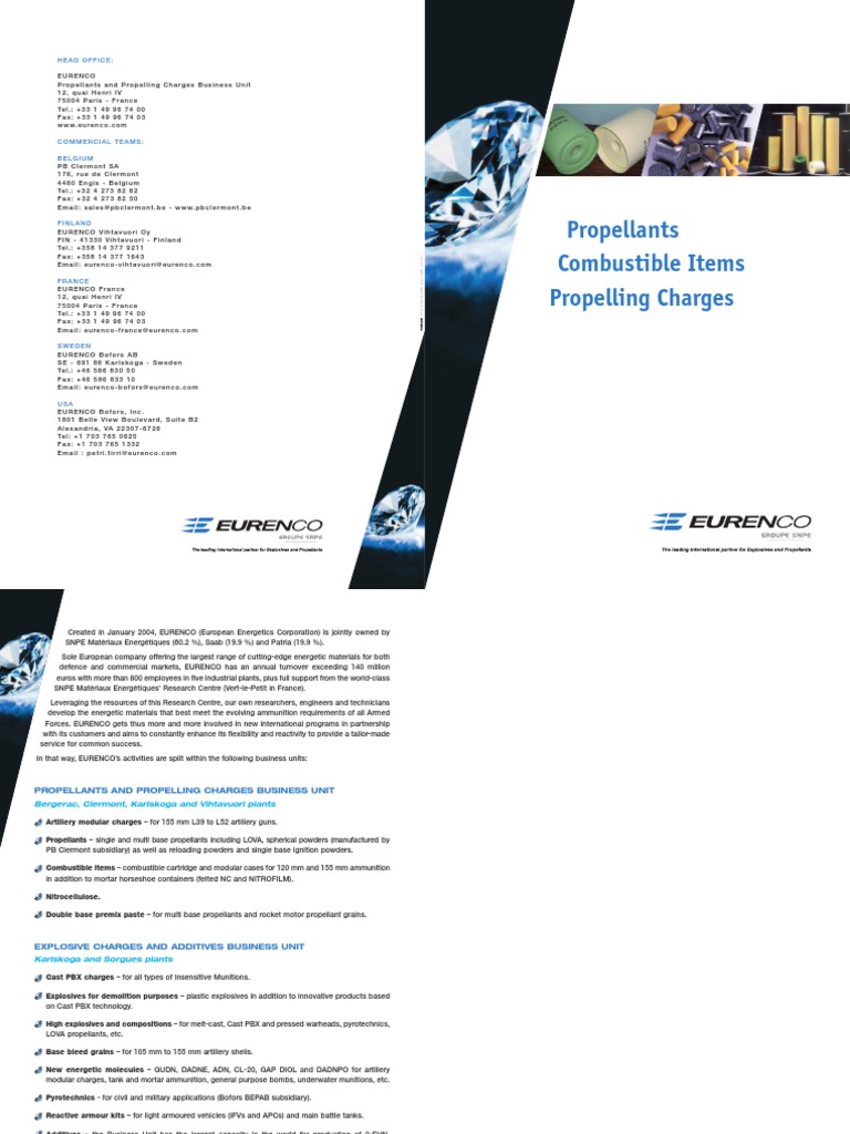 Eurenco Propellant | PDF | Ammunition | Mortar (Weapon)
