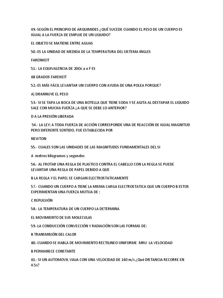 Guia Comipems Fisica Pdf Fuerza Aceleración