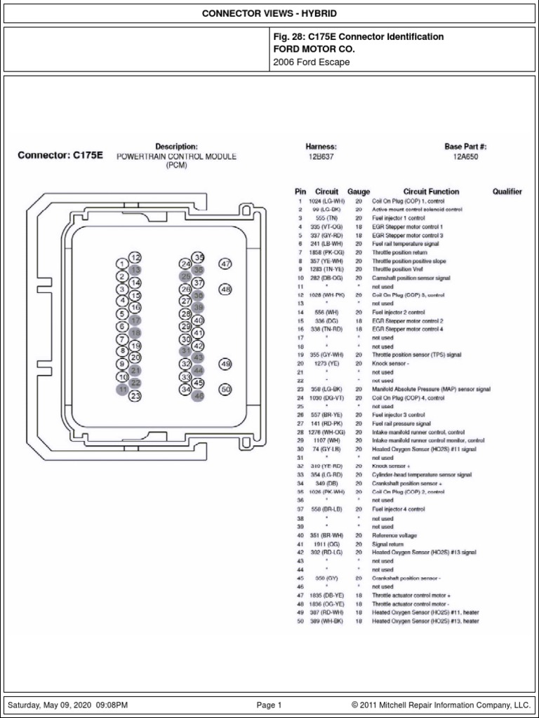 PCM C175E Connector Identi | PDF PCM C175E Connector Identi | PDF