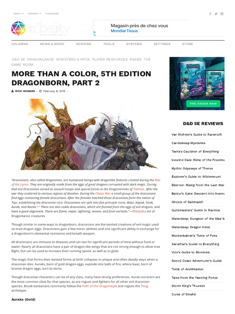 More Than A Color, 5th Edition Dragonborn, Part 2 - Tribality | PDF | Dragonlance | Dungeons ...