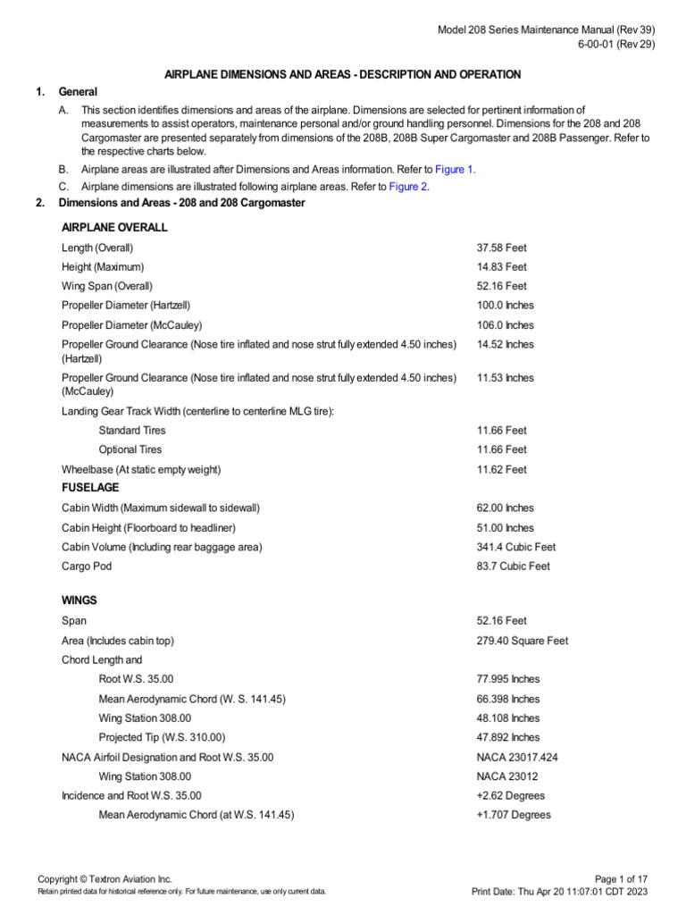 Airplane Dimensions and Areas - Description and Operation 1. General ...