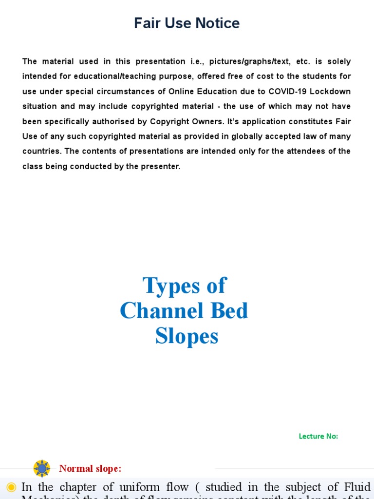 Lecture 6 Classification Of Channel Bed Slopes Pdf Copyright