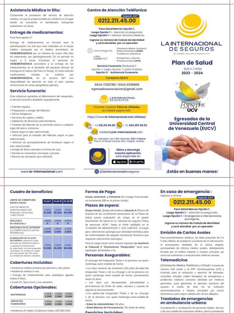 Triptico EUCV | PDF | Póliza de seguros | Cuidado de la salud