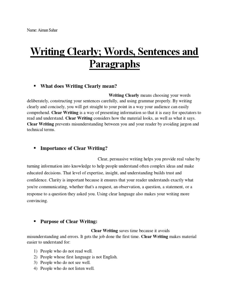 Writing Clearly | PDF | Paragraph | Word