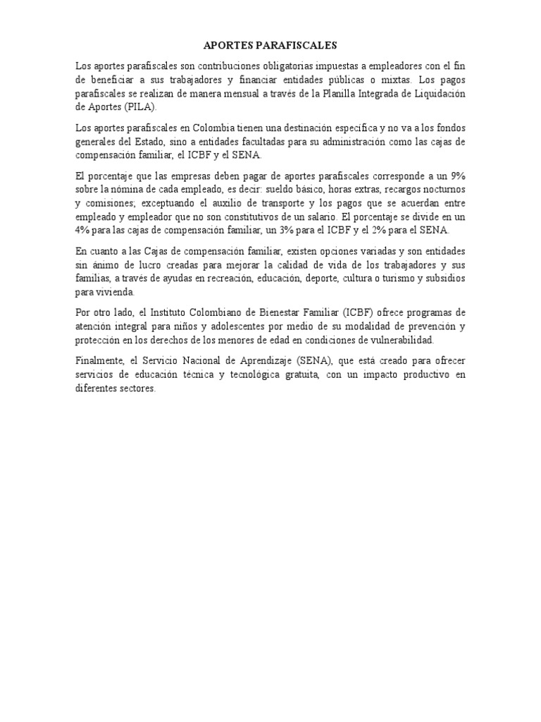 Aportes Parafiscales Pdf