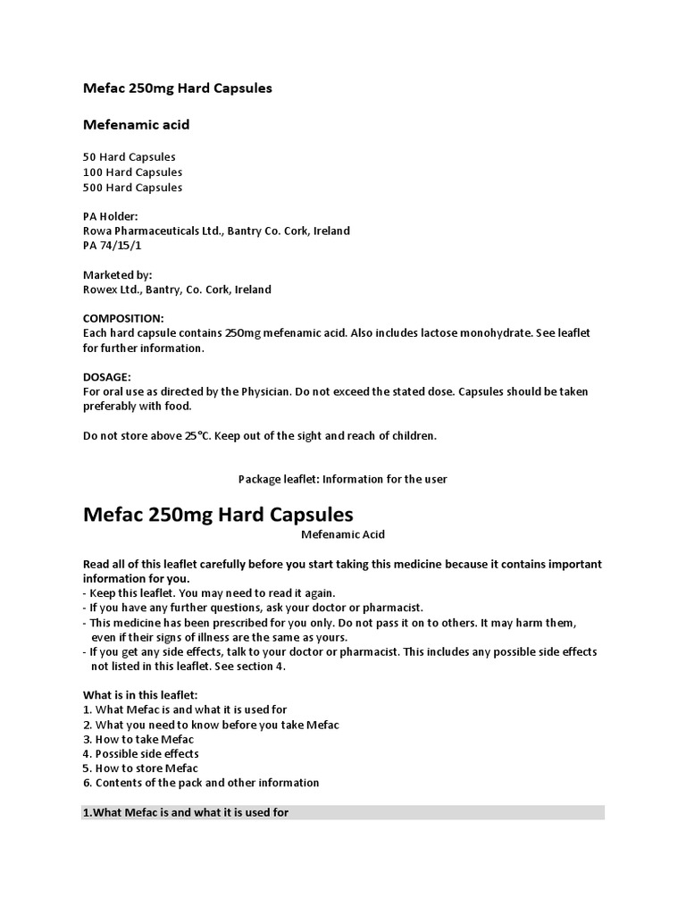 Mefenemic Acid | PDF | Myocardial Infarction | Aspirin