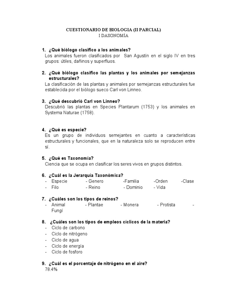 Cuestionario de Biologia | PDF | Botánica | Plantas