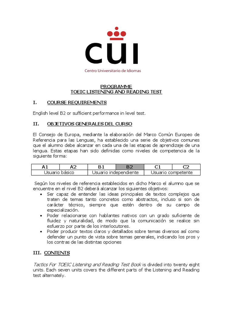 Toeic B2 Programme - Tracy England | PDF