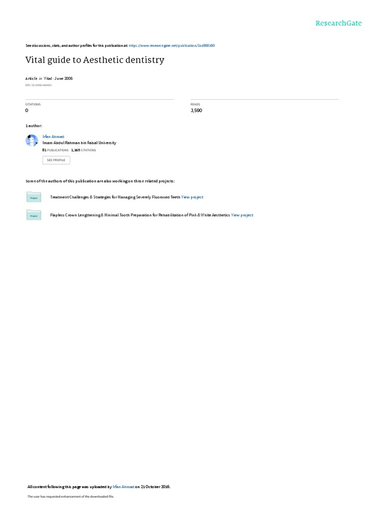 Vital Guide To Aesthetic Dentistry Pdf Dentistry Tooth