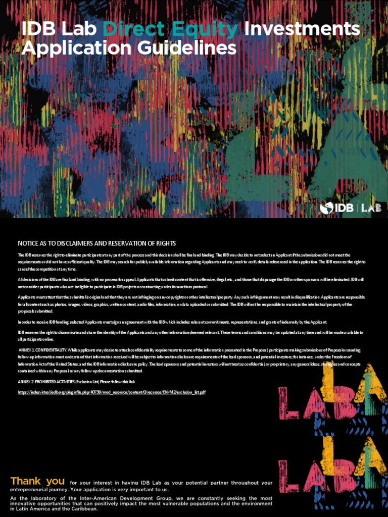 Direct Equity Investment Application Guidelines | PDF | Venture Capital ...