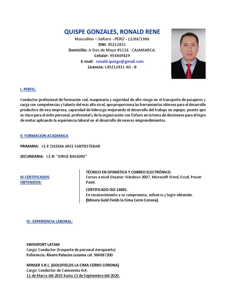 CV Ronald 202201 | PDF | Negocios