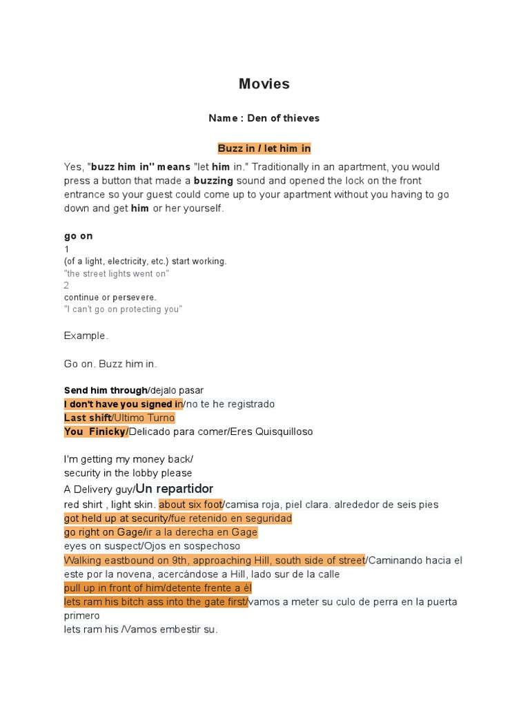 Slang - English Word - Movies | PDF