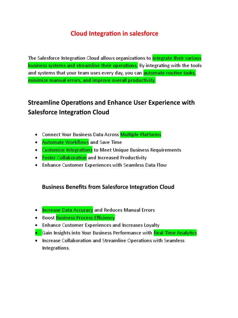 Cloud Integration in Salesforce | PDF | Cloud Computing | Analytics