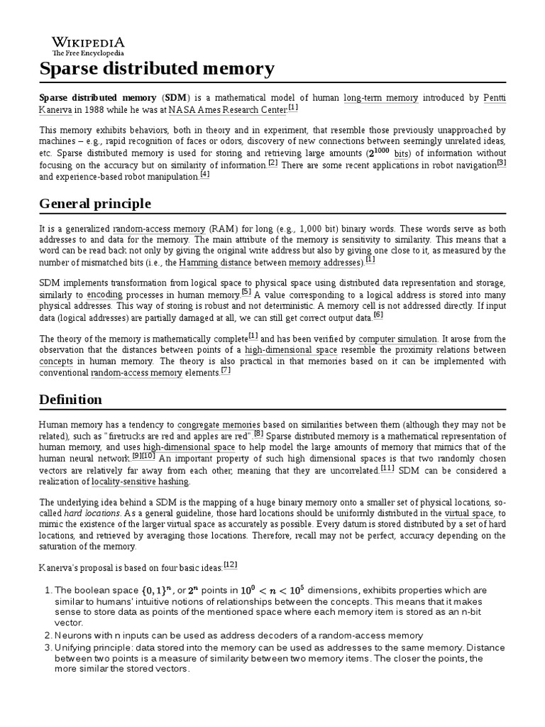 Sparse Distributed Memory | PDF | Cognitive Science | Neuroscience