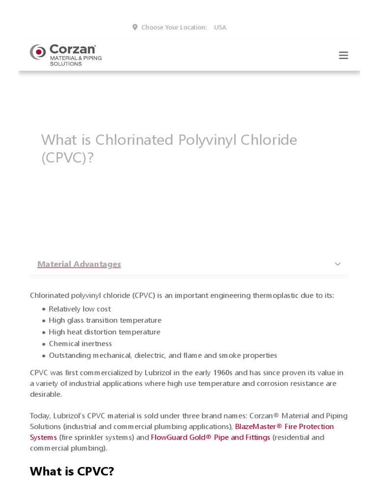 What Is Chlorinated Polyvinyl Chloride (CPVC) - Corzan | PDF ...