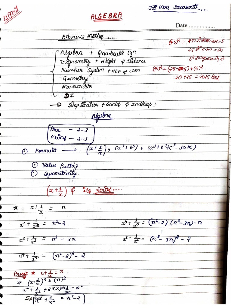 Algebra Notes | PDF Algebra Notes | PDF