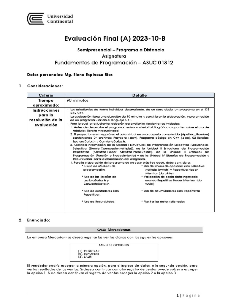 Examen Final FP 2023-10B | PDF | Programación de computadoras | Ingeniería