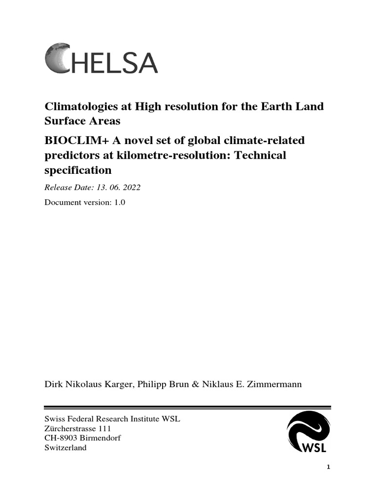 CHELSA-BIOCLIM+ Climate Data Overview | PDF | Evapotranspiration ...