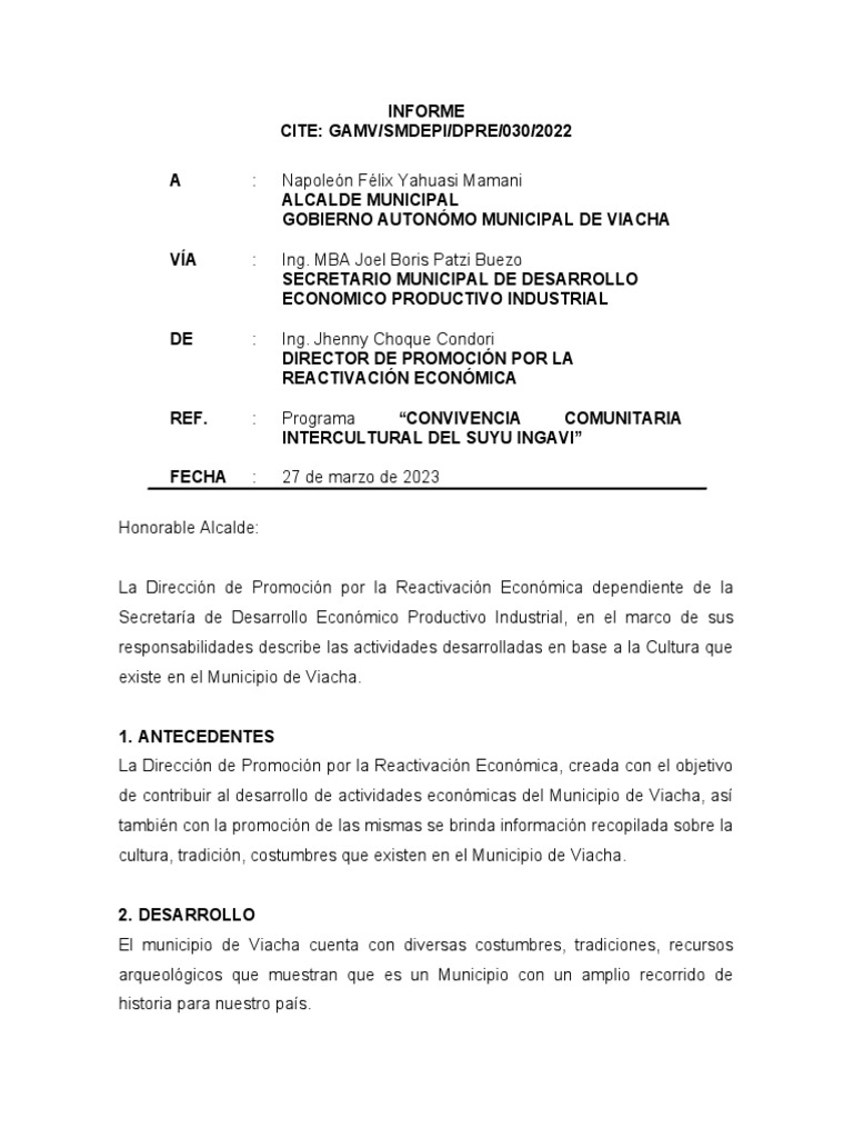 Relevamiento de Informacion Cultura VIACHA | PDF | Bolivia