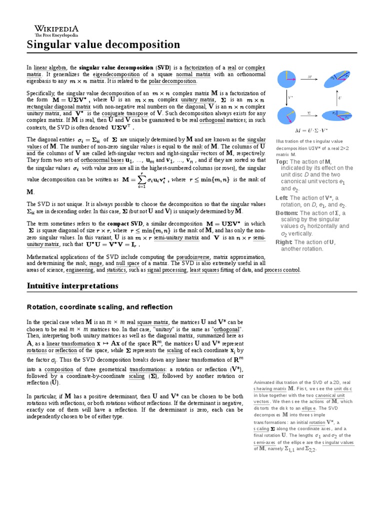 Singular Value Decomposition Pdf Matrix Mathematics Mathematical Physics