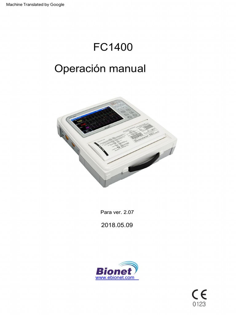 FC1400 Fetal Monitor Manual Tococardiografo | PDF | Residuos | Agua