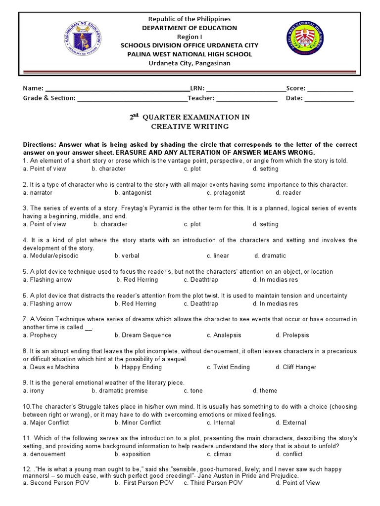 2ND Quarter - Creative Writing 12 | PDF | Plot (Narrative) | Poetry