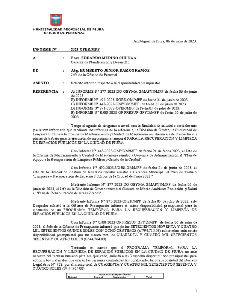 Informe Presupuesto Dos | PDF