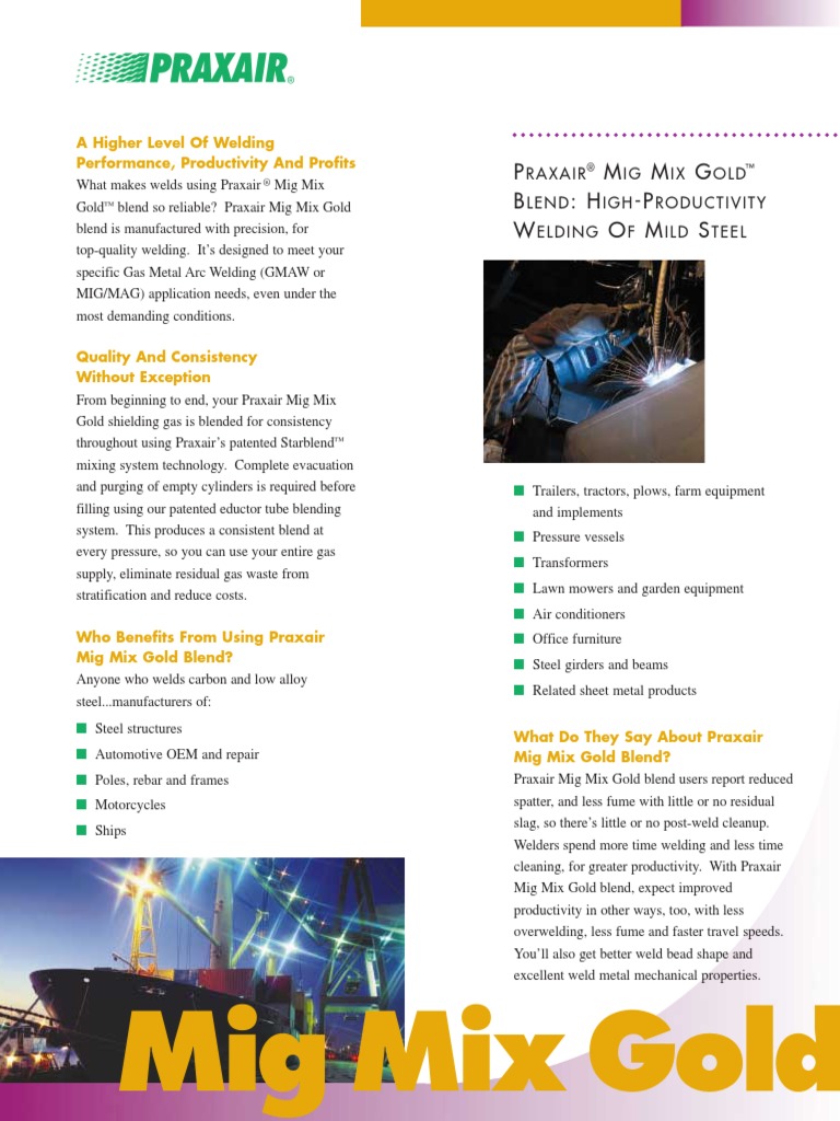 Mig Mix Gold Blend High Productivity Welding of Mild Steel Brochure ...