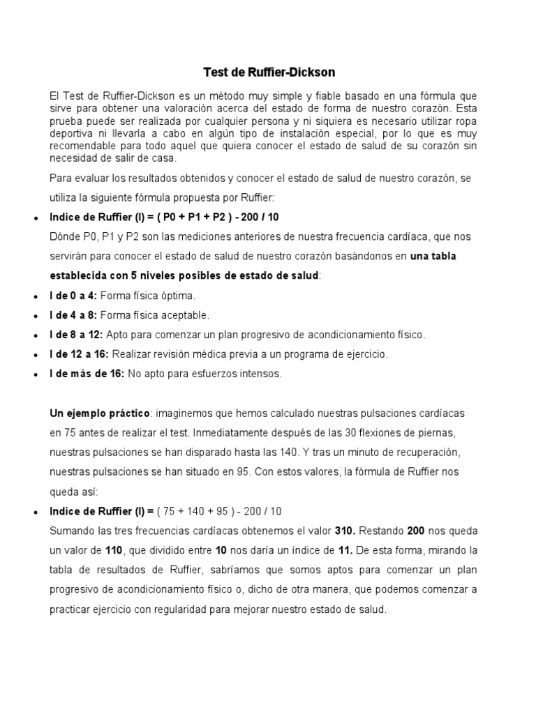 Test de Ruffier | PDF | Deporte del atletismo